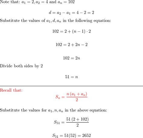 find the sum of each arithmetic sequence 2 4 6 quizlet