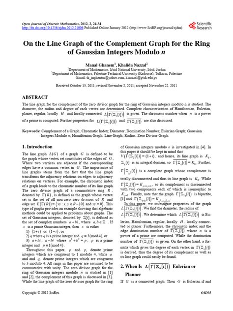 on the line graph of the complement graph for the ring of gaussian integers modulo n pdf