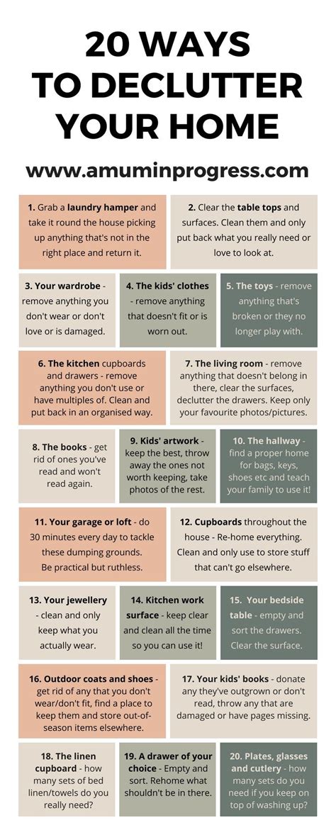 20 ways to declutter your home infographic decluttering tips how to declutter minimalism