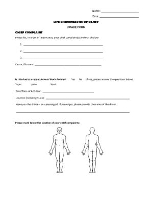 Fillable Online Intake Form Chief Complaint Fax Email Print PdfFiller