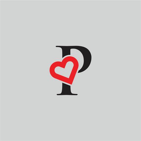 Logo Heart Letter P Beautiful Vector Love Logo Design P Love Outline Creative Letter Design