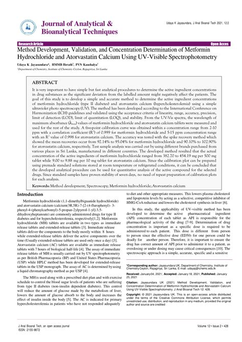pdf method development validation and concentration determination of metformin hydrochloride