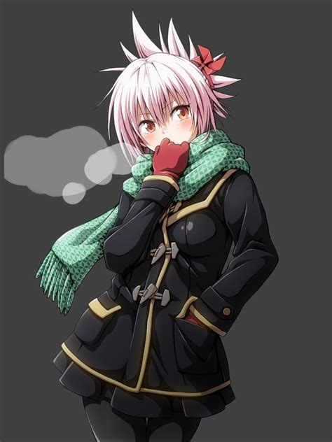 Safebooru 1girl Ayakashi Triangle Blush Coat Colorized Dark Background Derivative Work