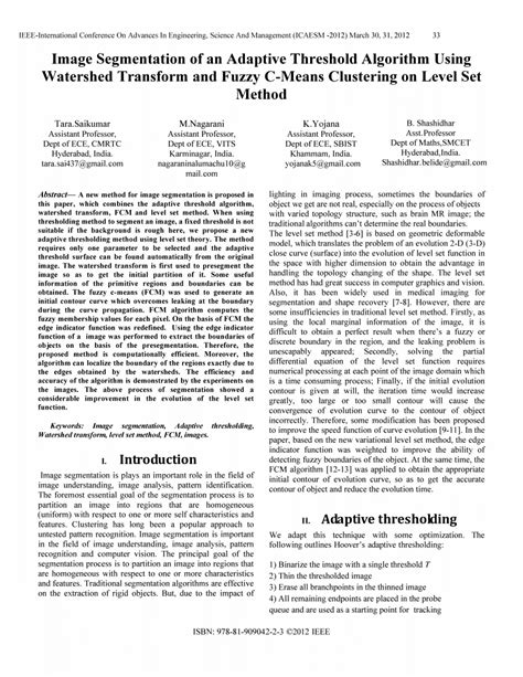 pdf improved fuzzy c means clustering algorithm using watershed transform on level set method