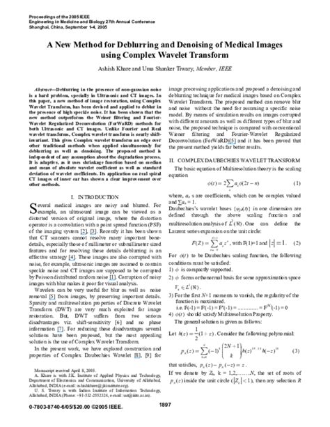 pdf a new method for deblurring and denoising of medical images using complex wavelet