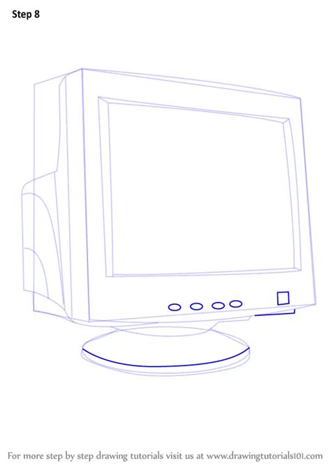 how to draw a computer monitor computers step by step