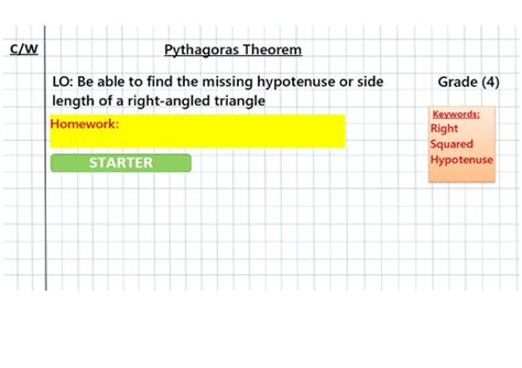 pythagoras theorem maths gcse foundation activinspire and powerpoint lesson teaching resources