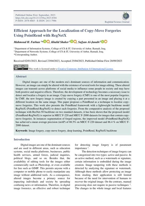 pdf efficient approach for the localization of copy move forgeries using pointrend with regnetx
