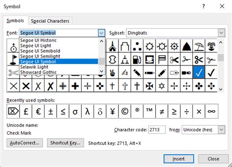 Correct Symbol In Word