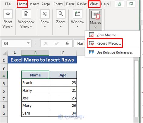 excel macro to insert rows 8 methods exceldemy