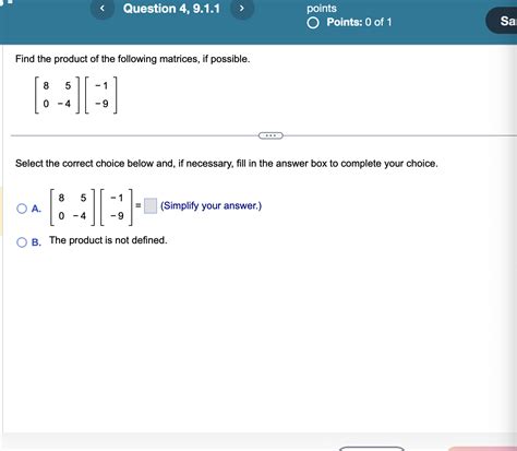 solved find the product of the following matrices if