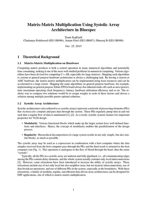 matrix matrix multiplication using systolic array architecture in bluespec pdf matrix
