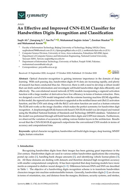 pdf an effective and improved cnn elm classifier for handwritten digits recognition and