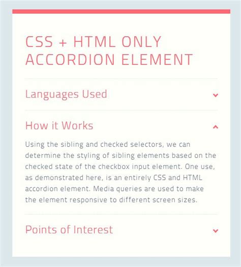 10 pure html css accordion menu