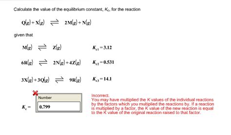 solved calculate the value of the equilibrium constant k c