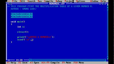 c program to print the multiplication table of a given number n by gmone lab youtube