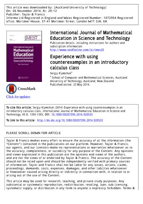 pdf experience with using counterexamples in an introductory calculus class