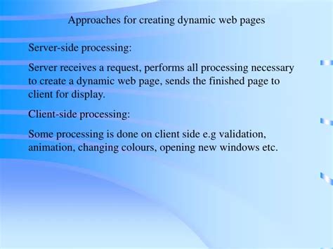 ppt approaches for creating dynamic web pages powerpoint presentation id 9604148
