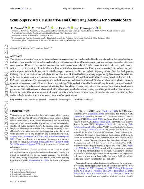 pdf semi supervised classification and clustering analysis for variable stars