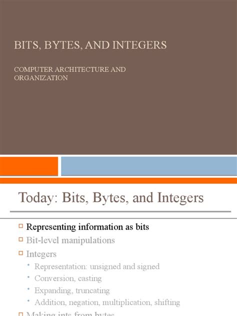 bits bytes and integers computer architecture and organization pdf integer computer