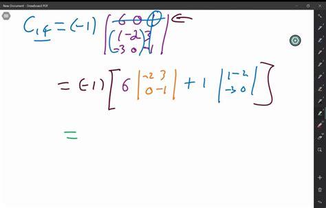 solved find the determinant of the matrix expand by cofactors using the indicated row or column