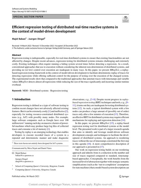 efficient regression testing of distributed real time reactive systems in the context of model