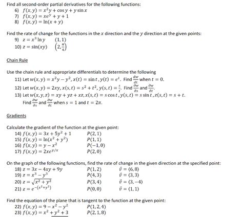 solved find all second order partial derivatives for the