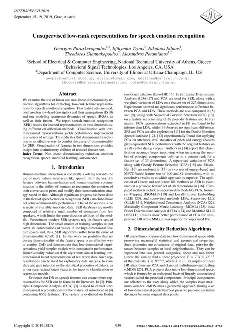 pdf unsupervised low rank representations for speech emotion recognition