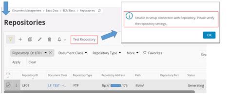 Document File Repositories Unable To Setup Connection With Repository