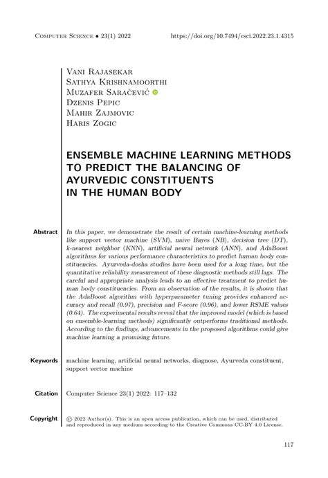 pdf ensemble machine learning methods to predict the constituents in the human body
