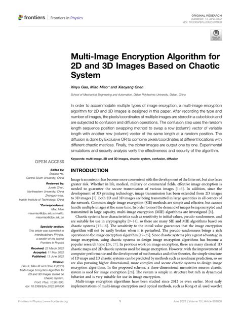 pdf multi image encryption algorithm for 2d and 3d images based on chaotic system