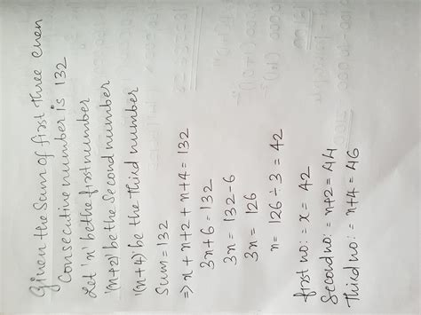 what is the sum of 3 consecutive even numbers that are 132