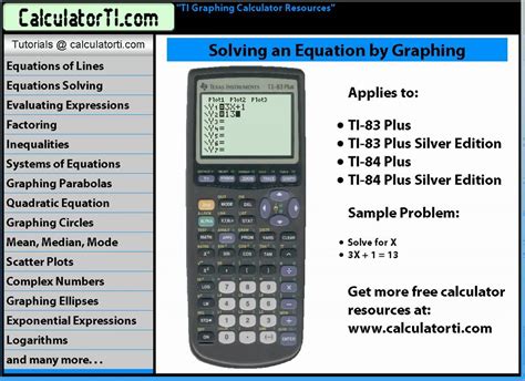 TI Tutorials Solve Equation For X By Graphing TI 83 Plus TI 84 Plus