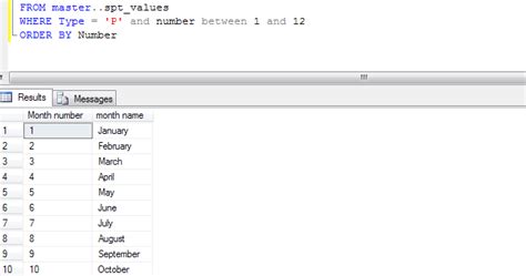 Sql Server List All Month Number And Name