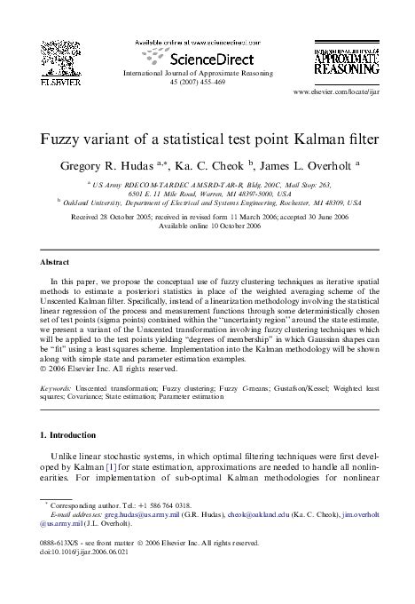 pdf fuzzy variant of a statistical test point kalman filter ka c cheok