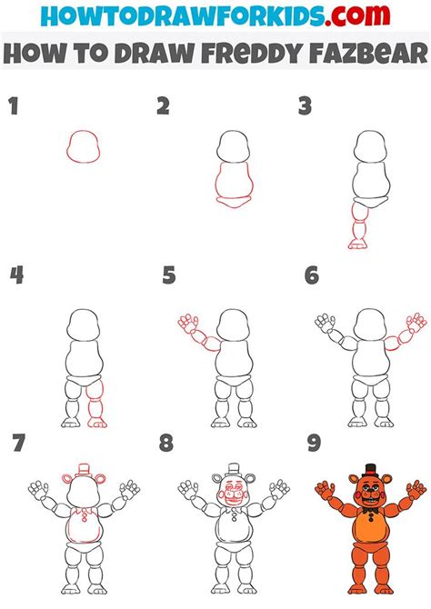 How To Draw Freddy Fazbear Step By Step Fnaf Drawings Easy Drawings