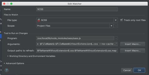 Cannot Use Sass In WebStorm As File Watcher Due To Cache Despite