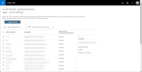 Multifactor Authentication Enable Manage MFA Service In Office 365