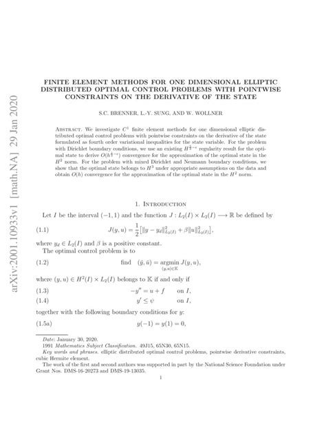 finite element methods for one dimensional elliptic distributed optimal control problems with