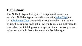 Nullable Type In C PPT