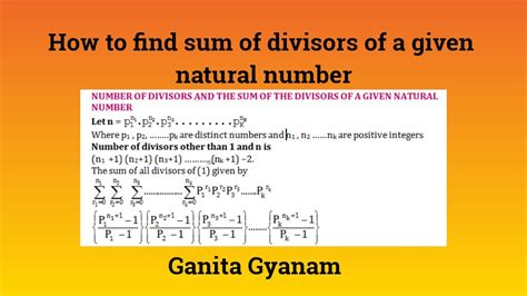 how to find sum of divisors of any number number theory mastercadre nda jee pgt tgt youtube