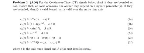 solved problem 2 a06 for the continuous time ct signals