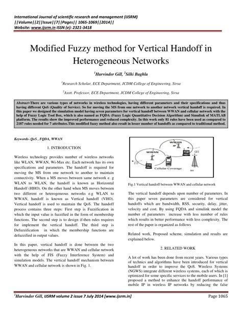 pdf modified fuzzy method for vertical handoff in heterogeneous networks
