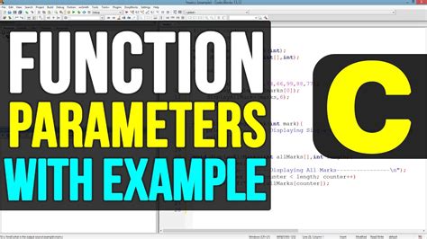 c programming video tutorials for beginners function parameters arguments with example youtube