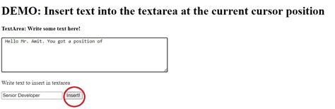 How To Insert Text Into The Textarea At The Current Cursor Position