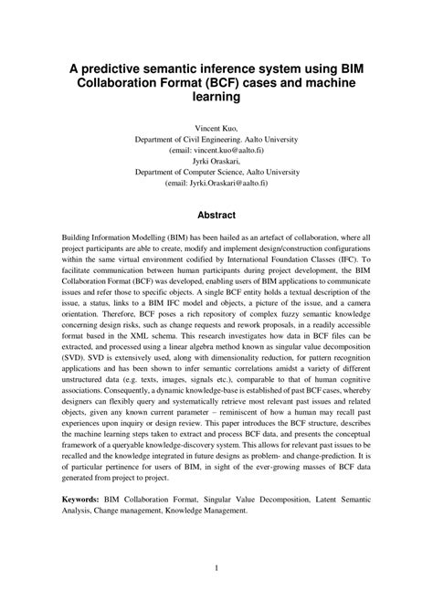 pdf a predictive semantic inference system using bim collaboration format bcf cases and