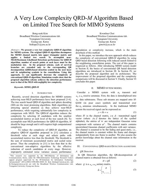 pdf a very low complexity qrd m algorithm based on limited tree search for mimo systems