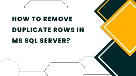 How To Remove Duplicate Rows In Ms Sql Server Youtube