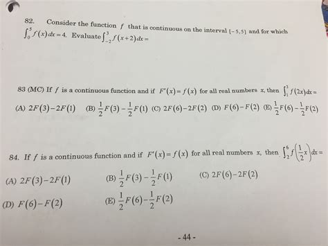 solved 82 consider the function f that is continuous on the