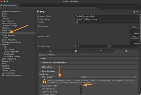 how to unity webgl publishing color space incompatibility error